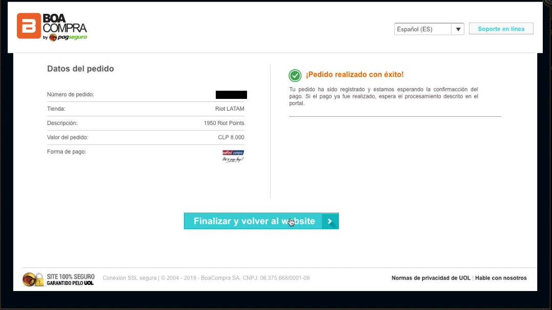 [LAS] Chile - Tarjetas Locales (BoaCompra) – Soporte de League of Legends